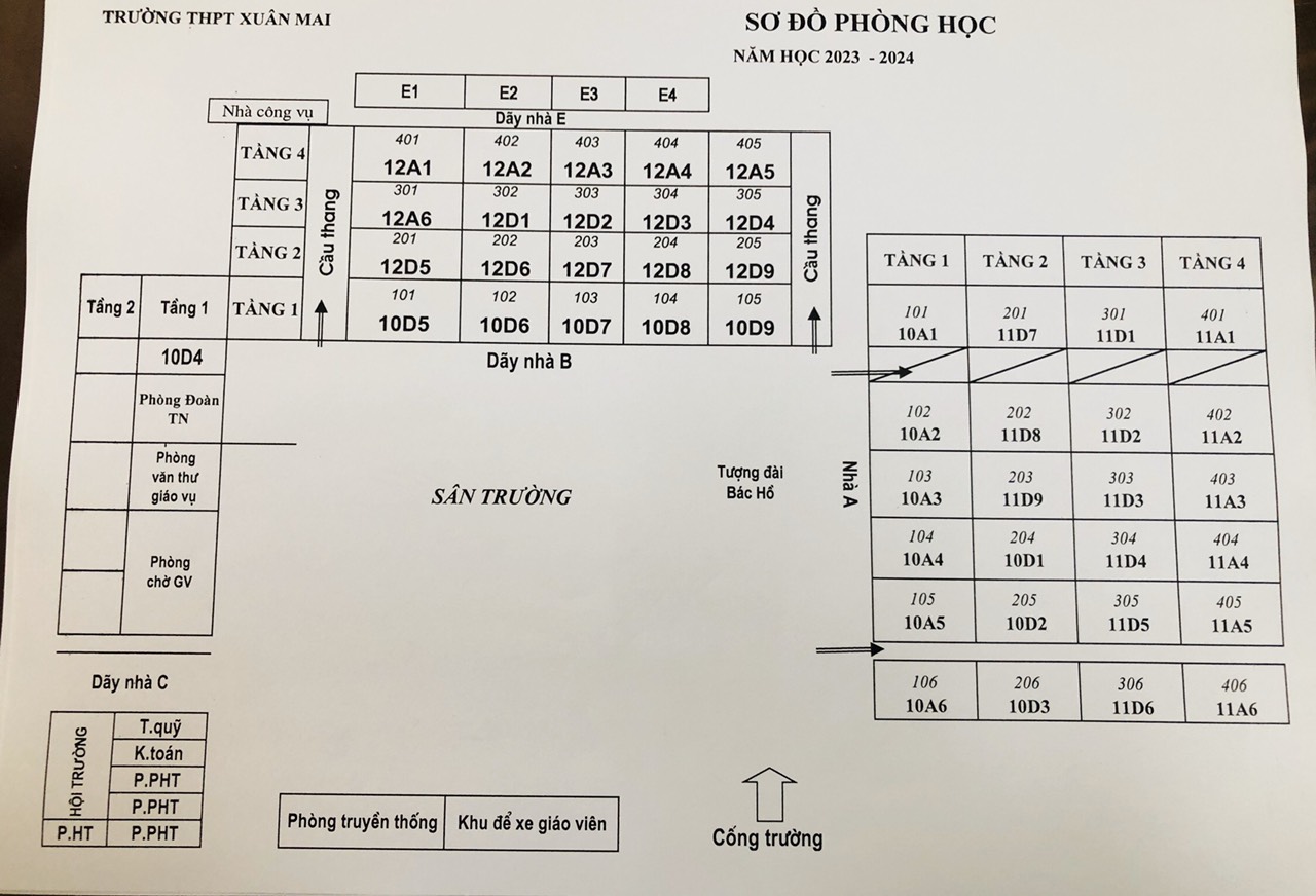 Lịch tập trung khối 10 năm học 2023-2024